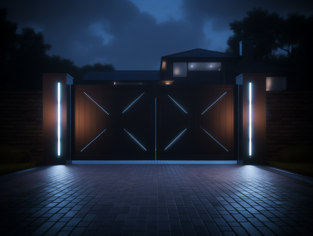 Modern driveway gate, forged, metal. Futuristic minimalism – IDEOVO ...